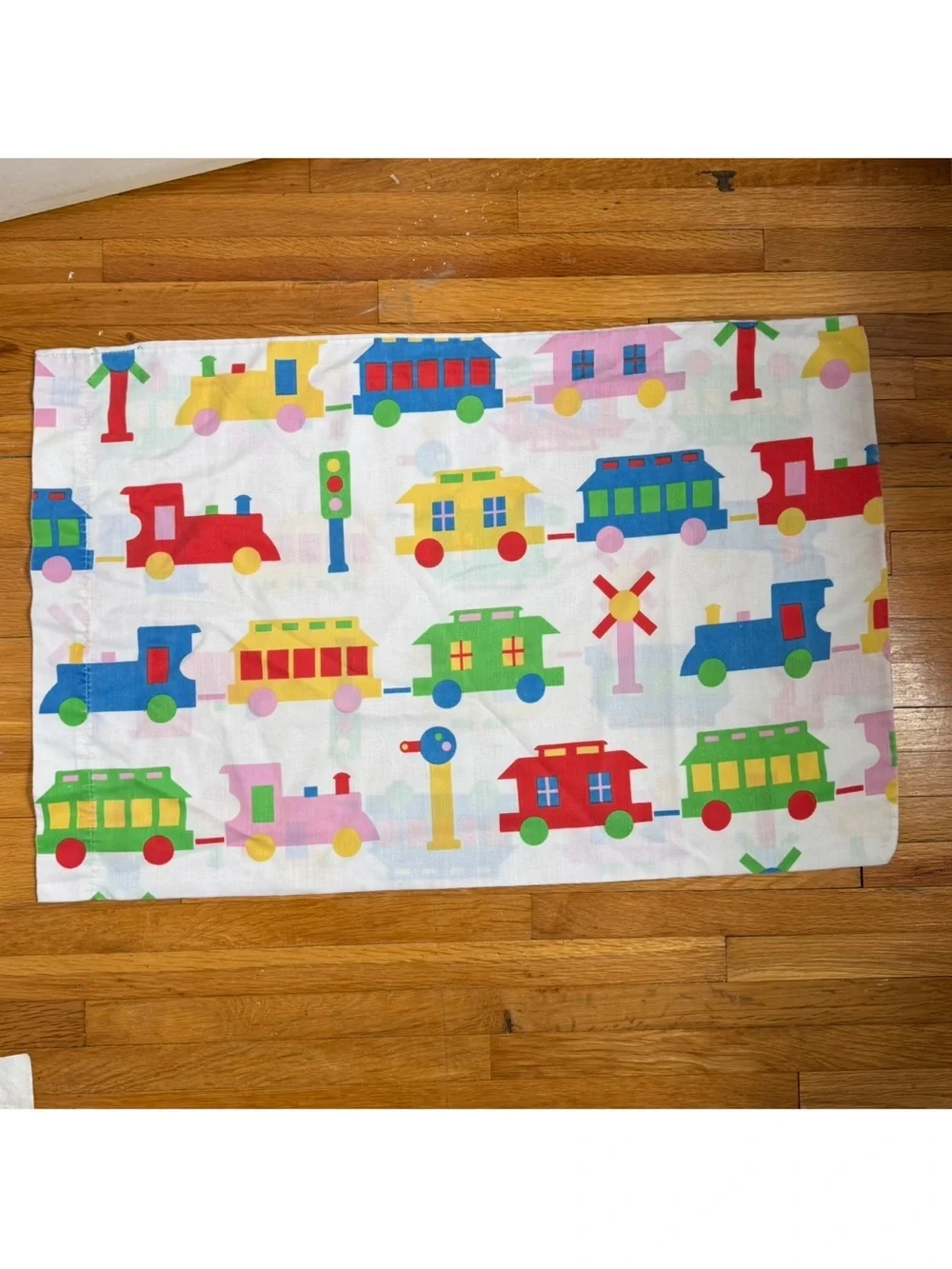 Bedding | Vintage Train Locomotive Pillowcase Primary Colors 198s ...